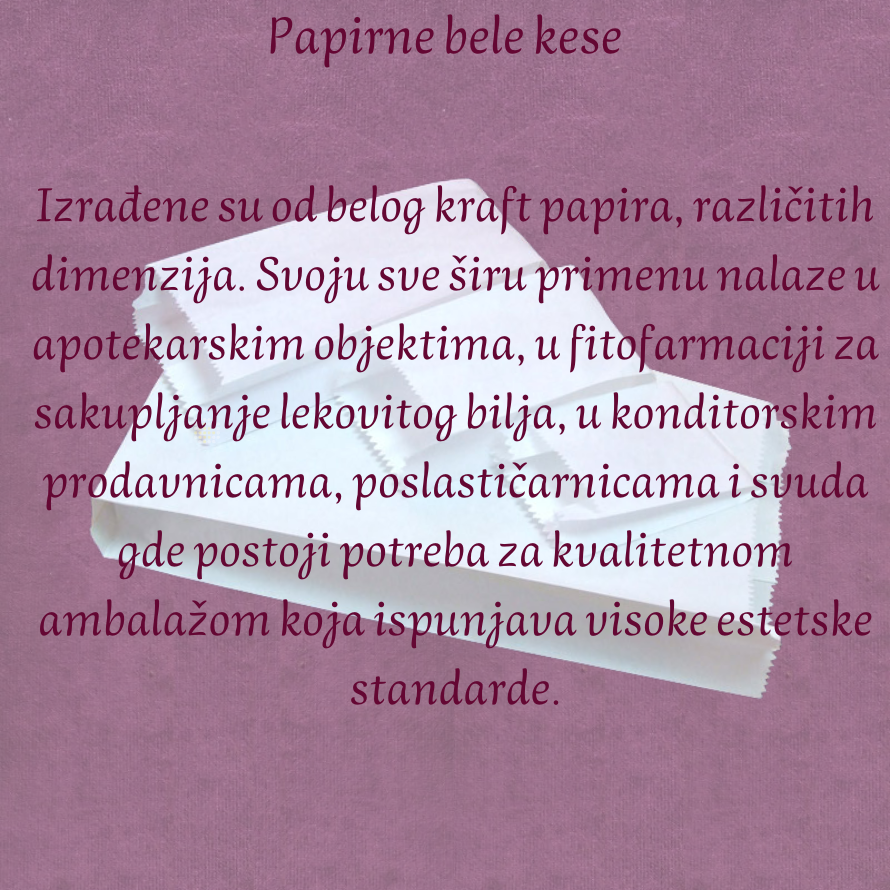 Natron kese za prehrambenu i farmaceutsku industriju